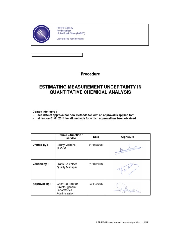 Lab Measurement Uncertainty Guide | PDF | Bias Of An Estimator ...