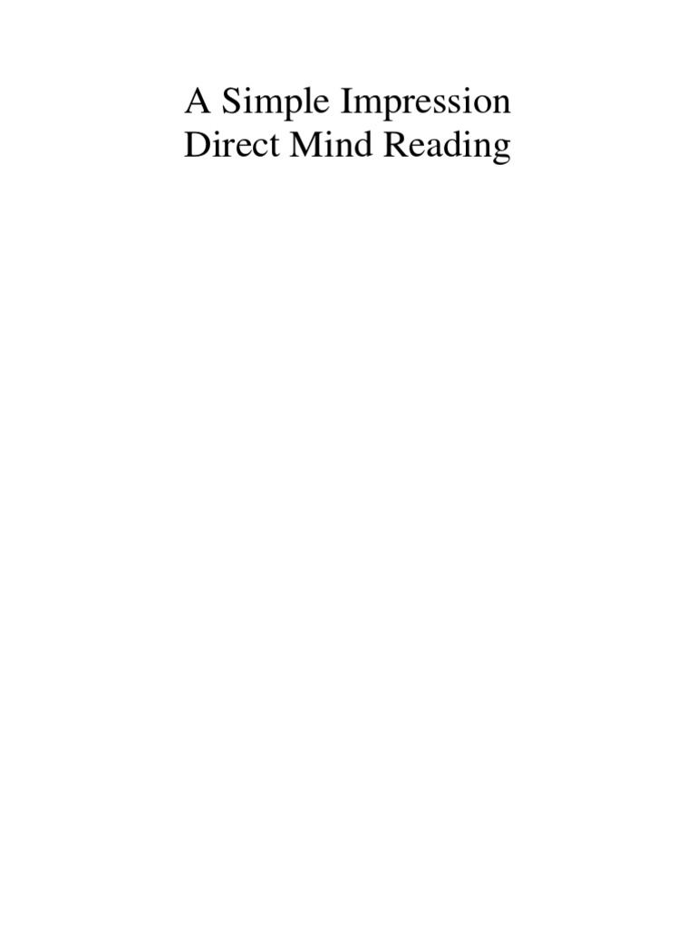 Direct Mind Reading Techniques | PDF | Telepathy | Mentalism