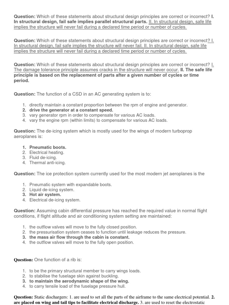 ATPL Aircraft General Knowledge Questions | PDF | Carburetor | Aircraft ...
