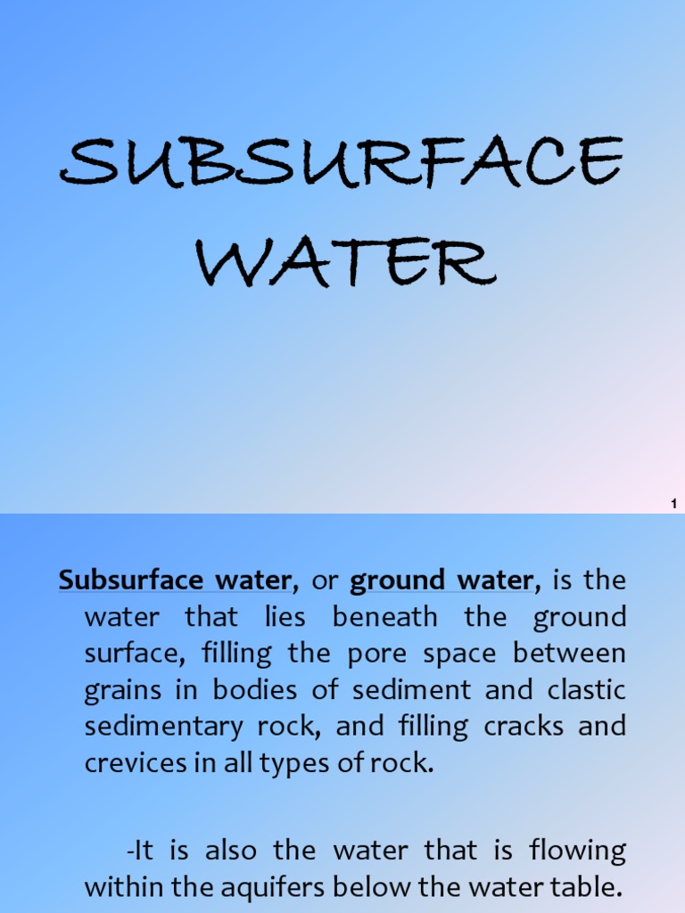 Subsurface Water Presentation | PDF | Aquifer | Groundwater