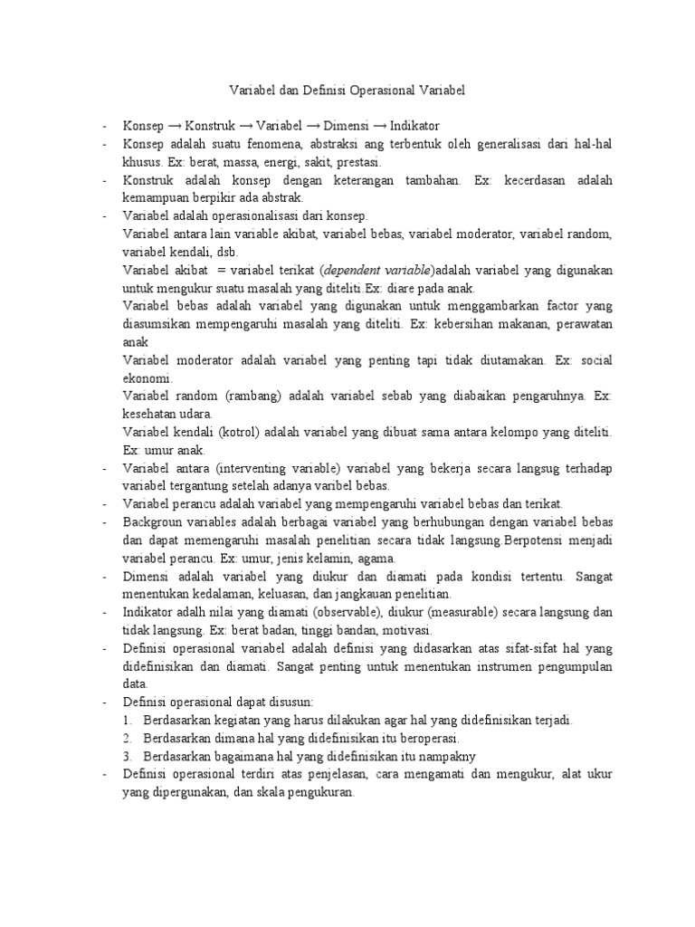 Variabel Dan Definisi Operasional Variabel | PDF | Karier ...