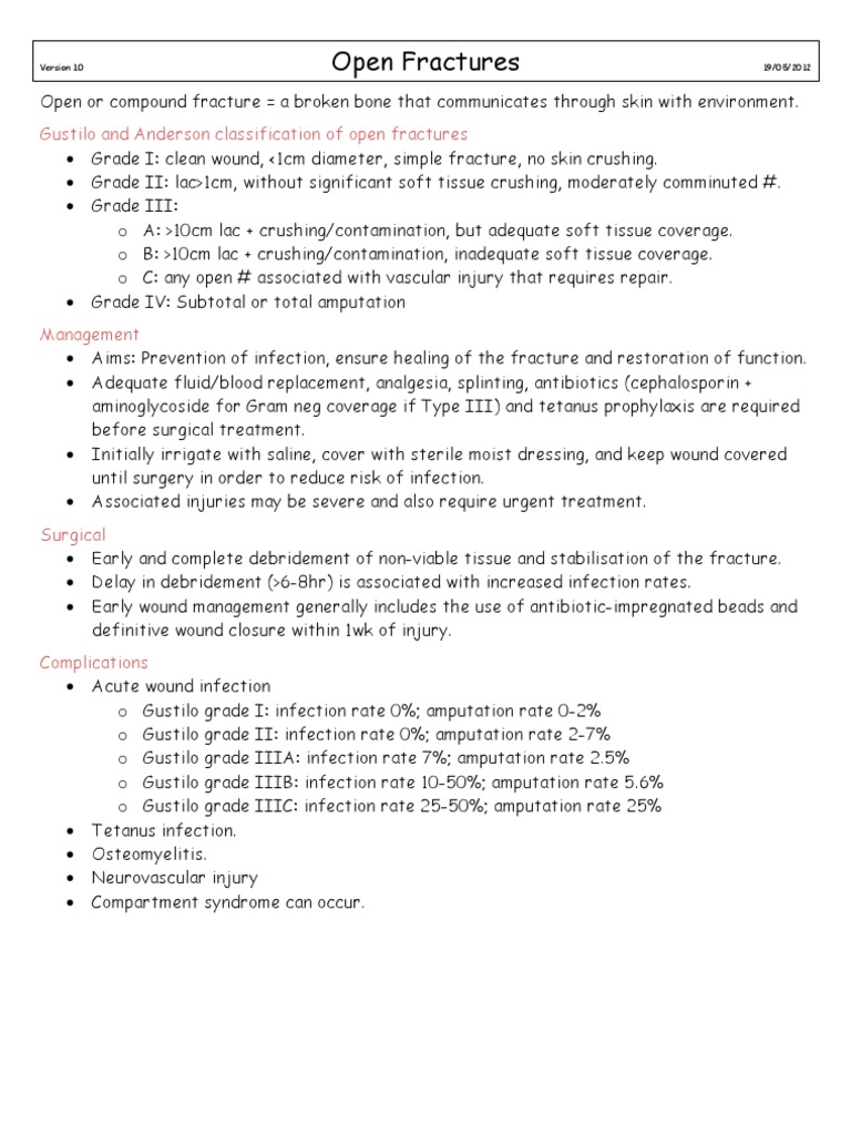 Gustilo-Anderson Classification Overview | PDF