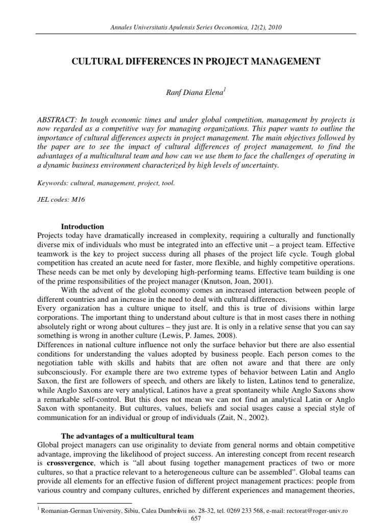 Cultural Differences in Project Management | PDF | Project Management ...