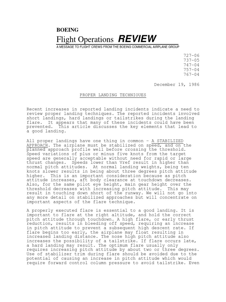 Proper Landing Technique | PDF | Aviation Safety | Aerospace