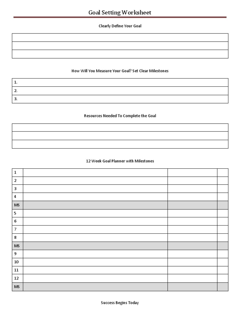 12 Week Goal Setting Worksheet | PDF
