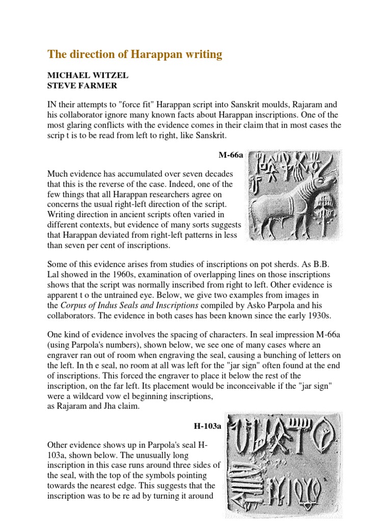 The Direction of Harappan Writing | Epigraphy | Writing