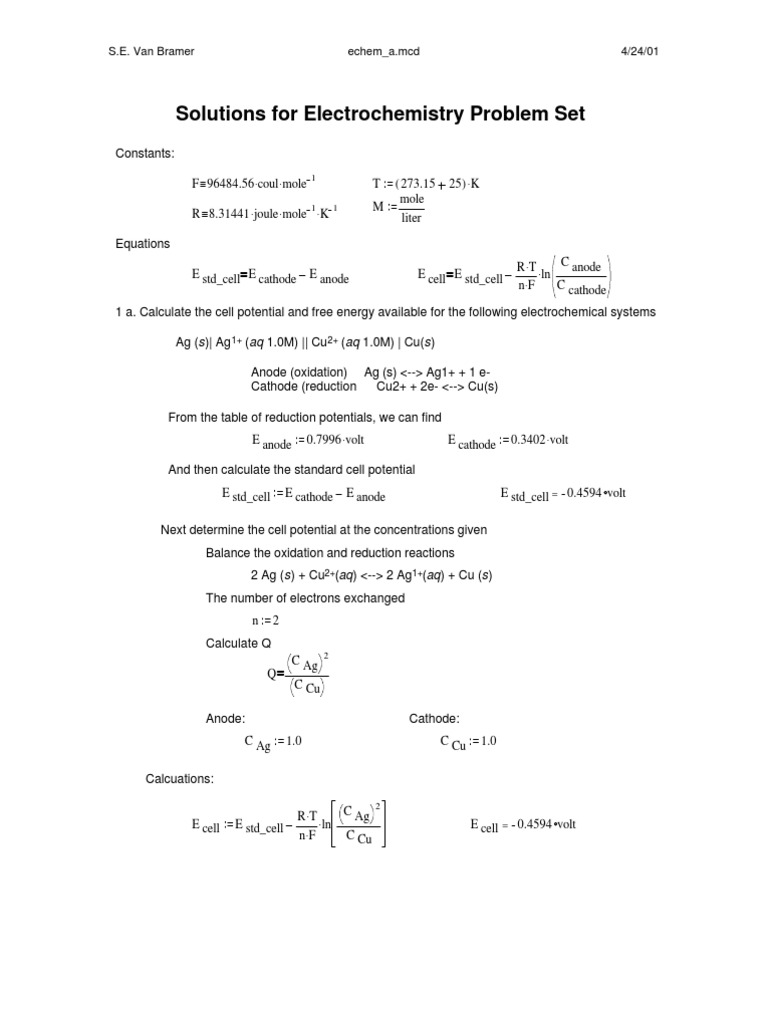 Echem A | PDF | Electrochemistry | Redox