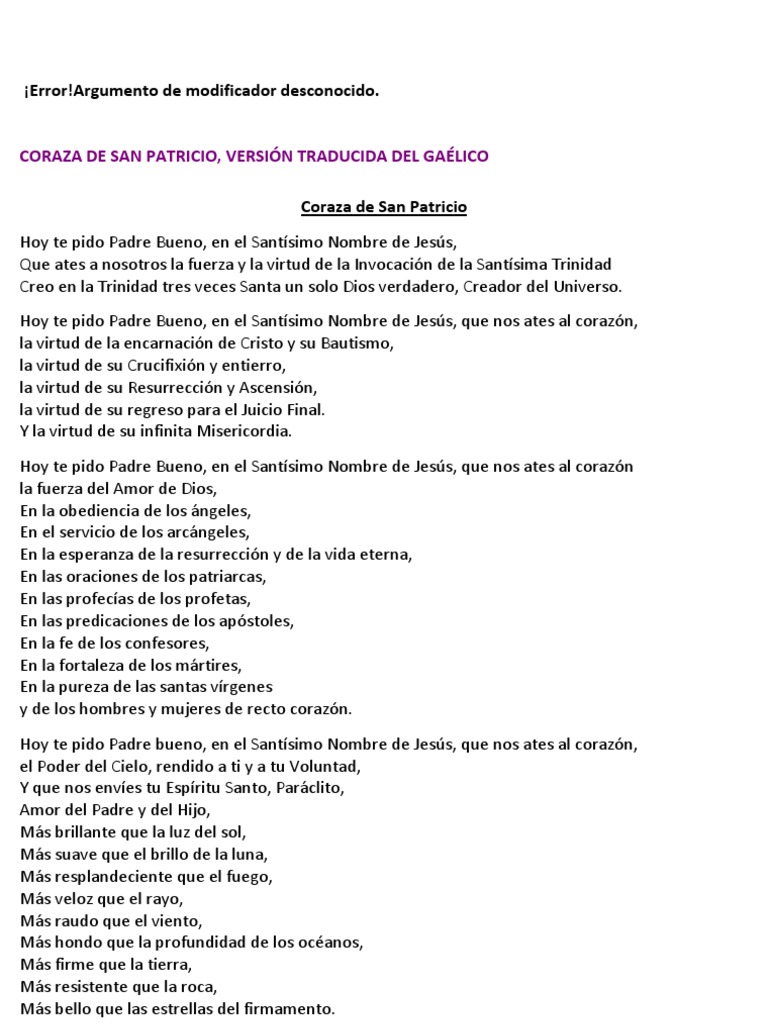 Coraza de San Patricio: Oración Completa | PDF | Cristo (título ...