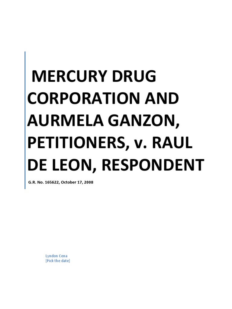 Mercury Drug V de Leon | PDF | Brief (Law) | Negligence