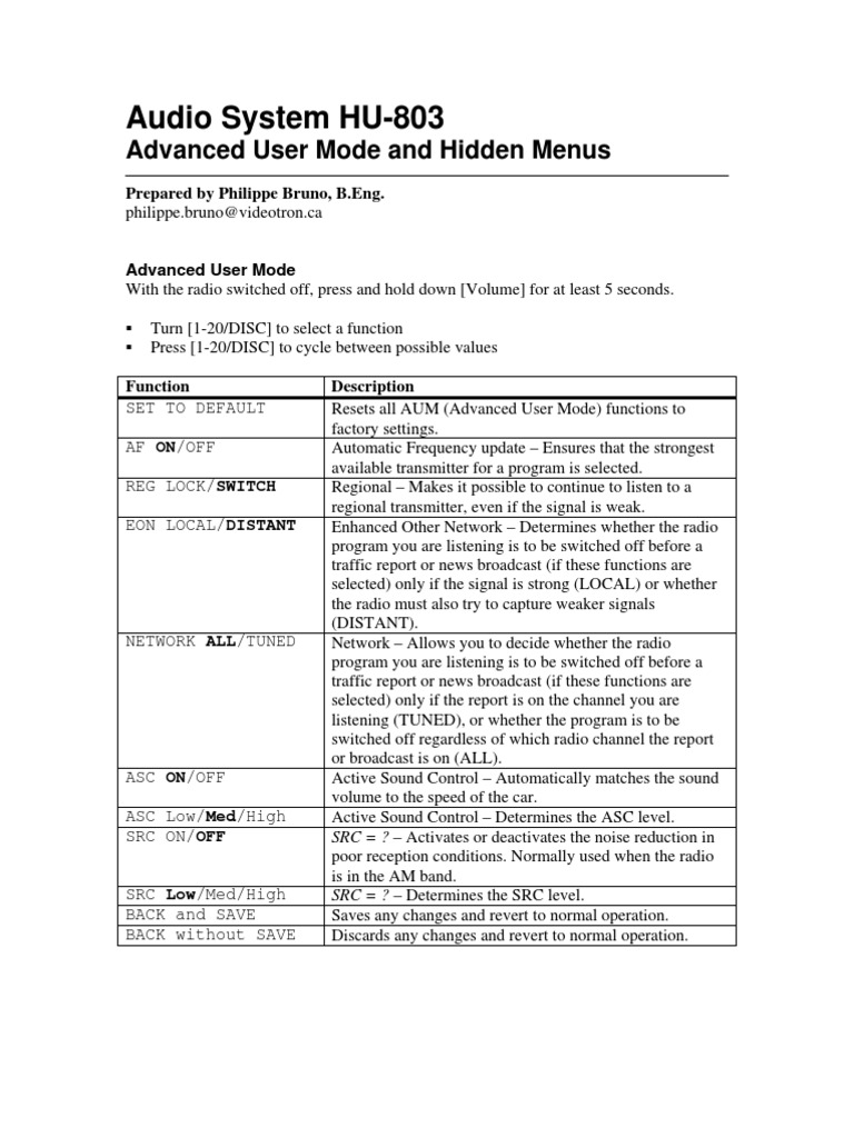 Volvo HU 803 | PDF | Radio | Antenna (Radio)