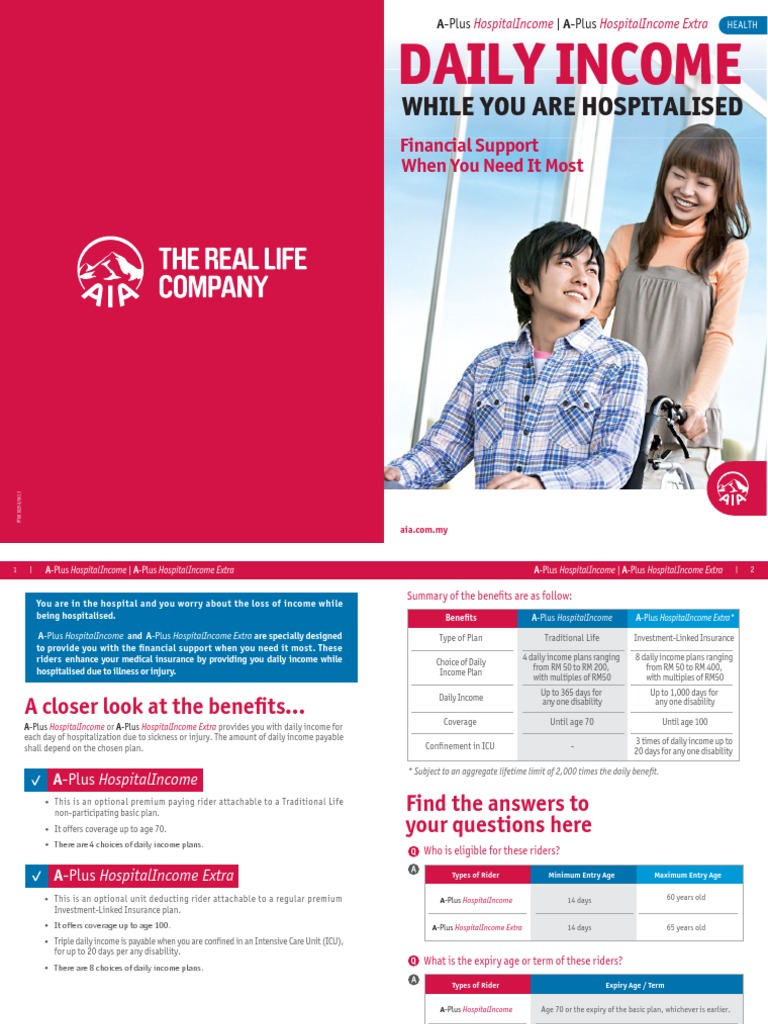 A-Plus HospitalIncome and HospitalIncome Extra Brochure 201306 v2 | PDF ...