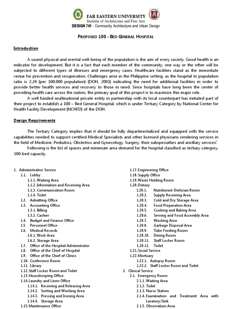 DESIGN 741 MP 1 1st Sem. 2011-12 100-Bed Gen. Hospital | PDF | Health ...