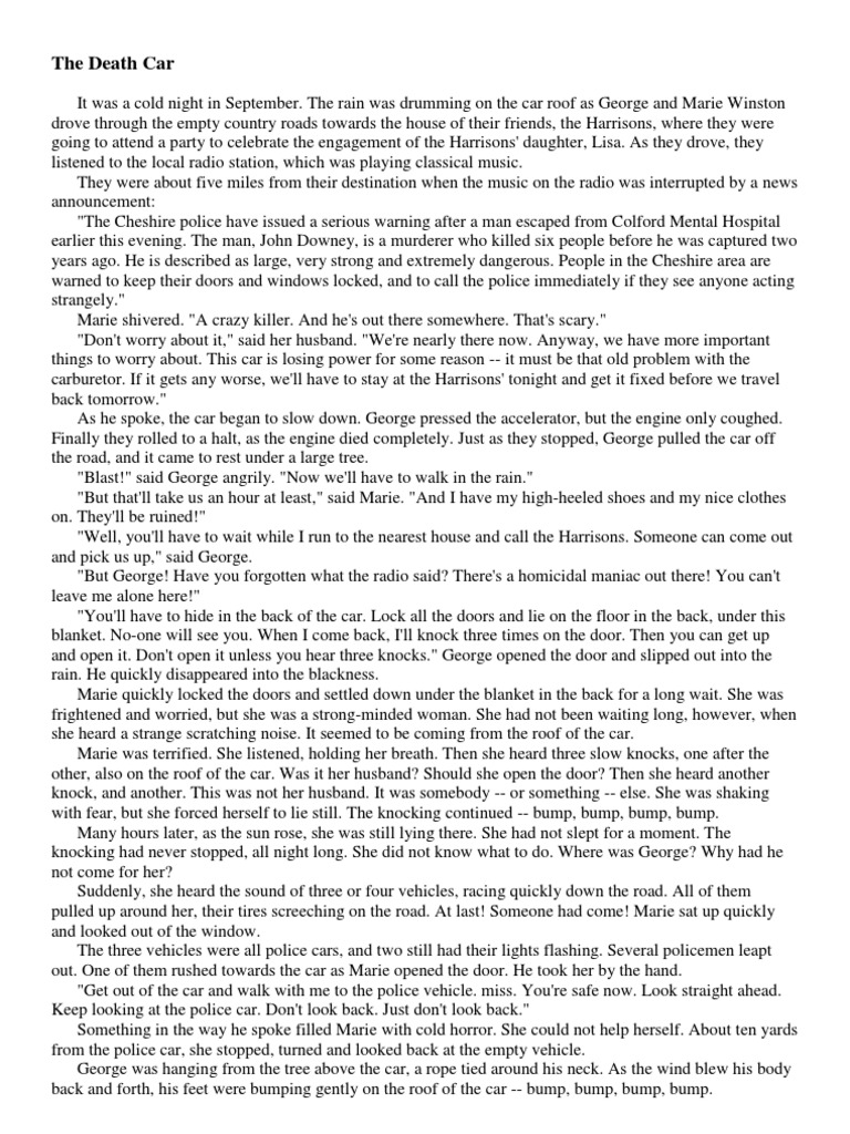 The Death Car Comprehension | PDF | Police Car | Leisure