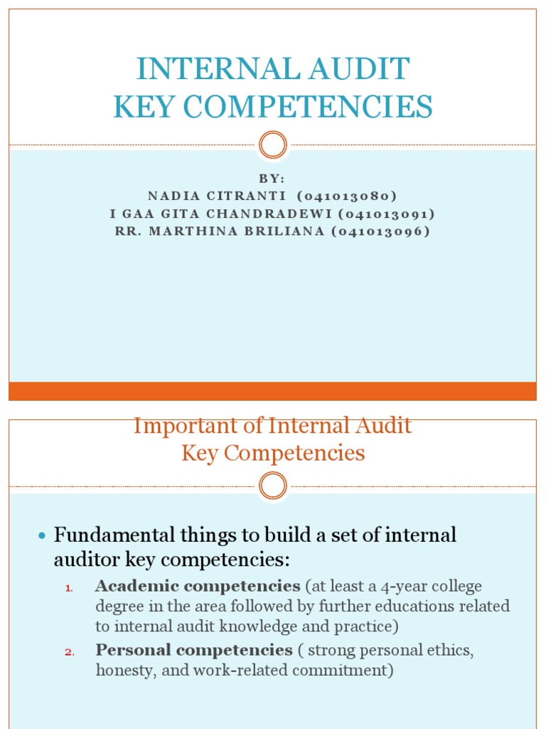 Chapter 13-Internal Audit Key Competencies | Internal Audit | Audit