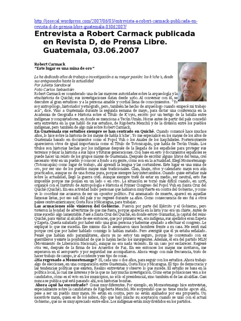Entrevista A Robert Carmack | PDF | Guatemala | Civilización maya
