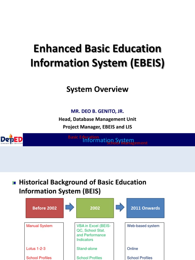 EBEIS Overview and Operational Guidelines | PDF | Information System ...