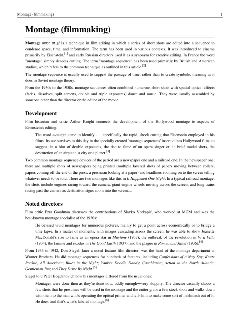 Montage (Filmmaking) | PDF | Entertainment | Leisure