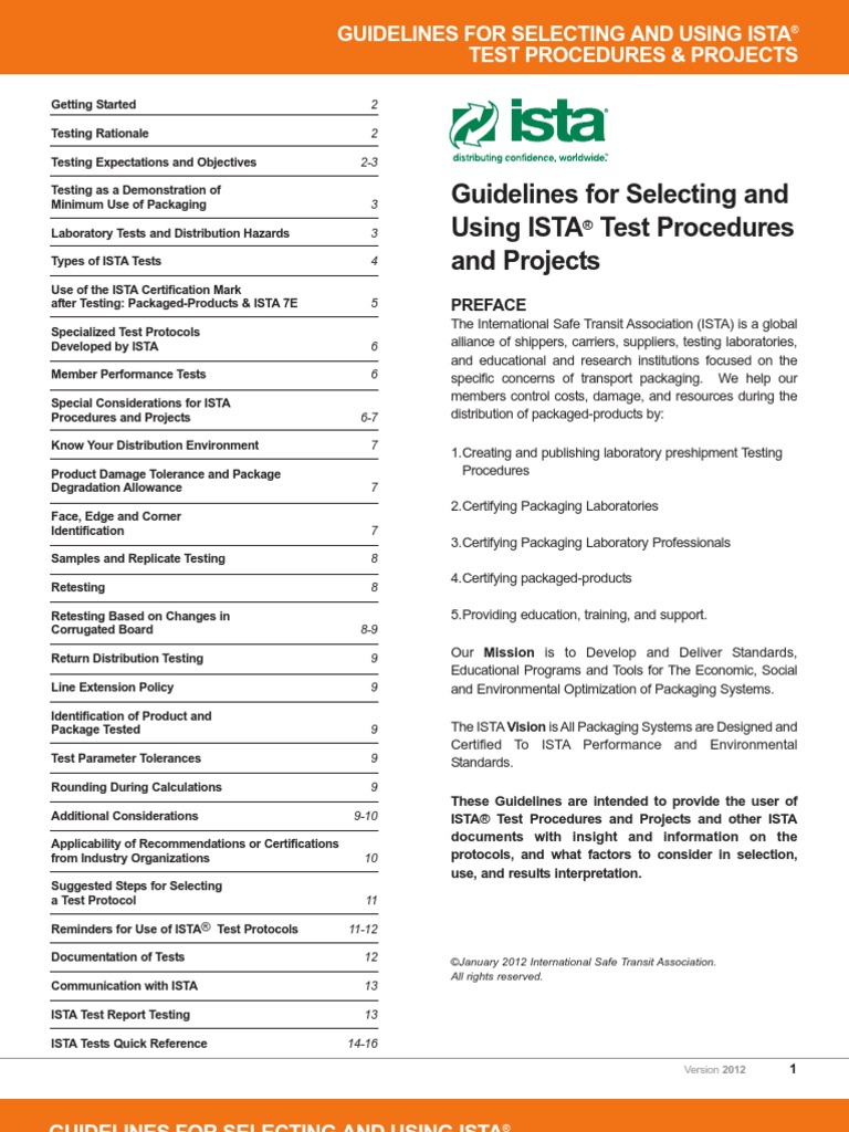 ISTA Guidelines | PDF | Packaging And Labeling | Simulation