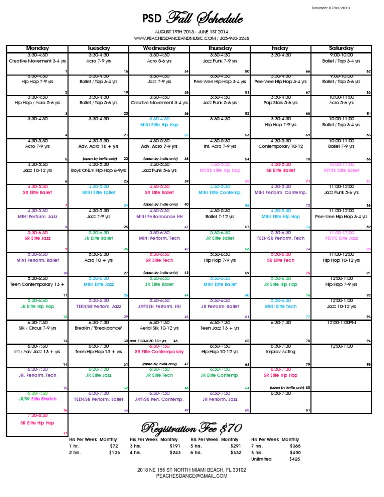 Fall Schedule 2013-2014 | PDF