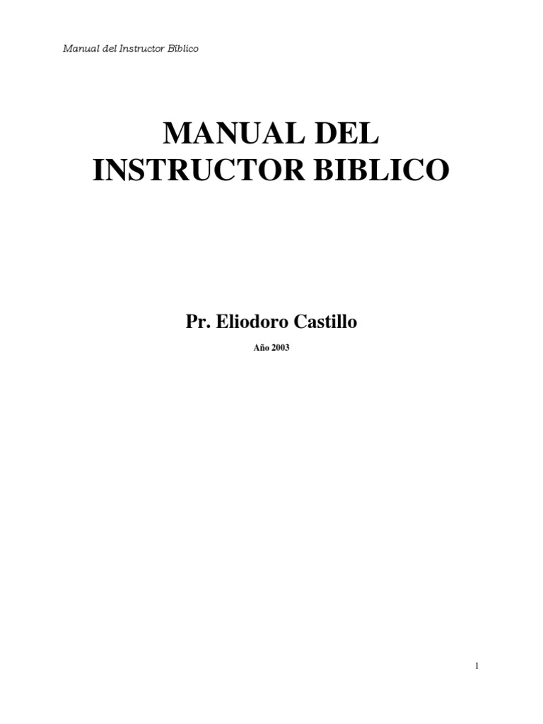 Manual Del Instructor Biblico | PDF | Adultos | Biblia