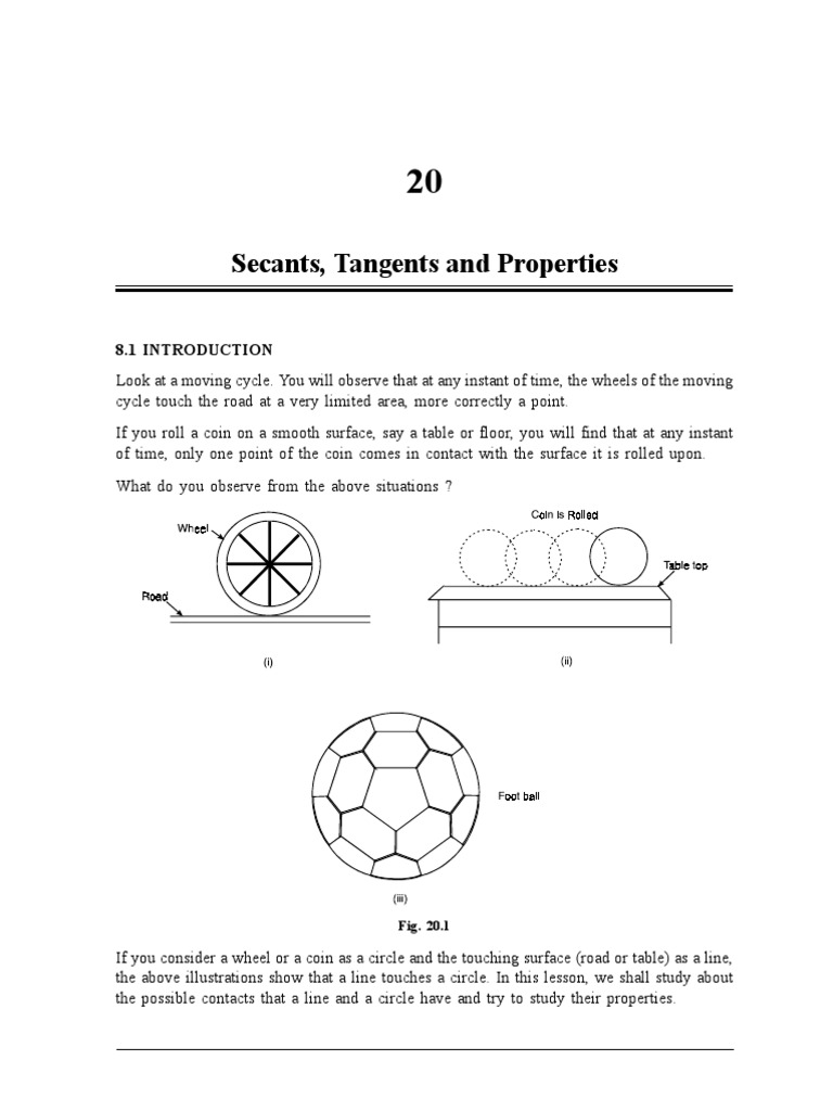 Secants, Tangents and Properties | PDF | Circle | Trigonometric Functions