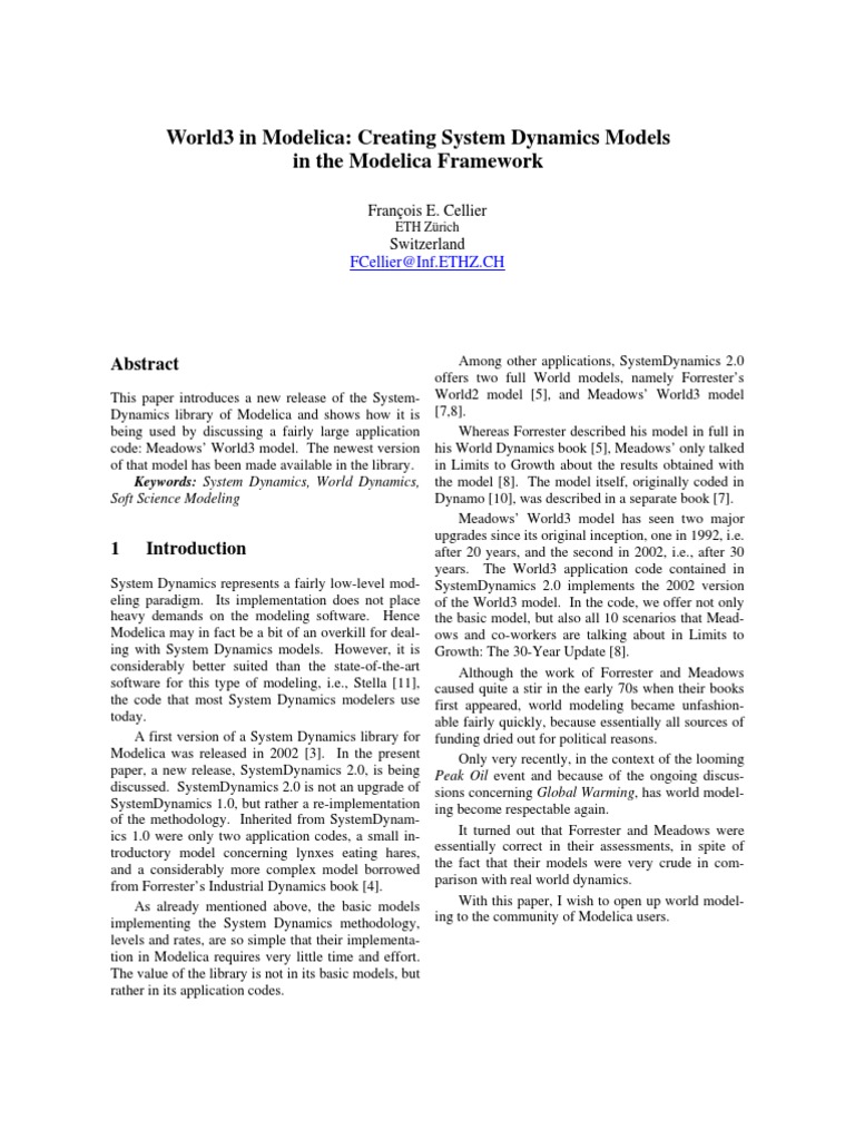 World3 Model in Modelica Framework | PDF | Nonlinear System ...