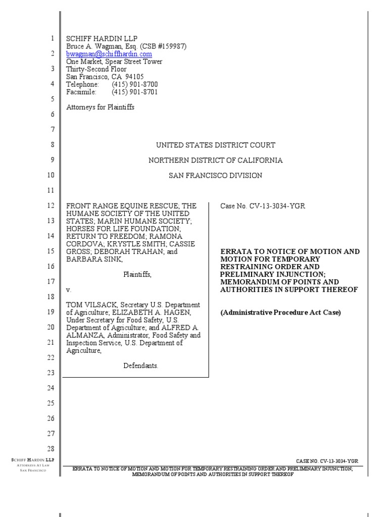 New (TRO) Temporary Restraining Order Motion | PDF | National ...
