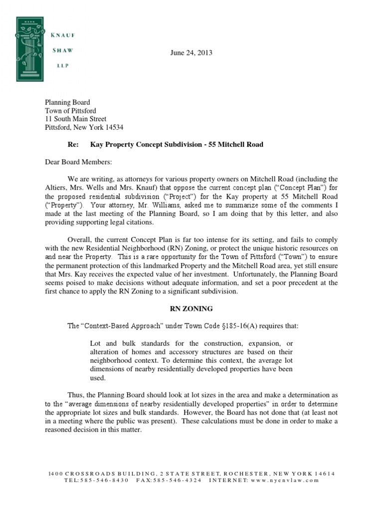 Letter To Planning Board 6-24-13 | PDF | Trail | Traffic