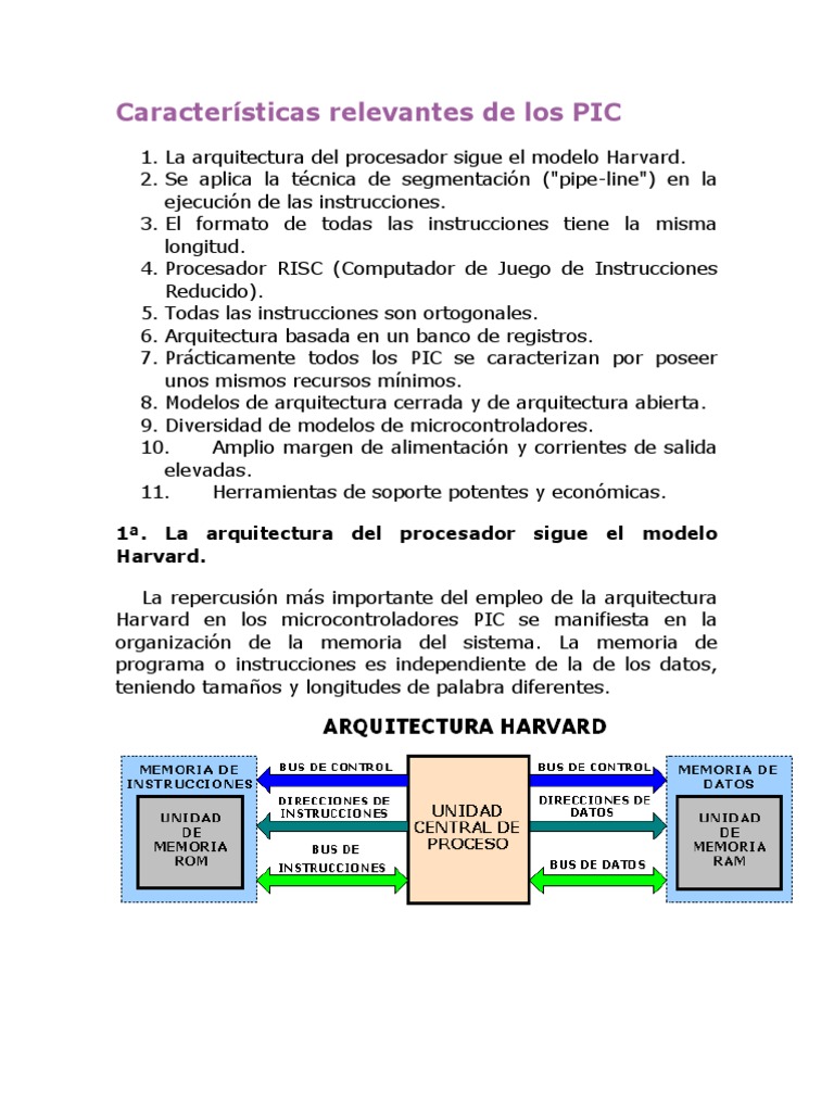 Características Relevantes de Los PIC | PDF | Microcontrolador ...
