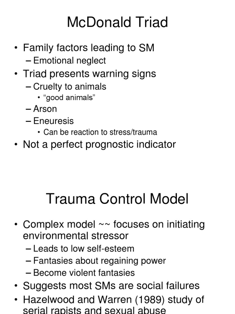 Mcdonald Triad: - Family Factors Leading To SM - Triad Presents Warning ...