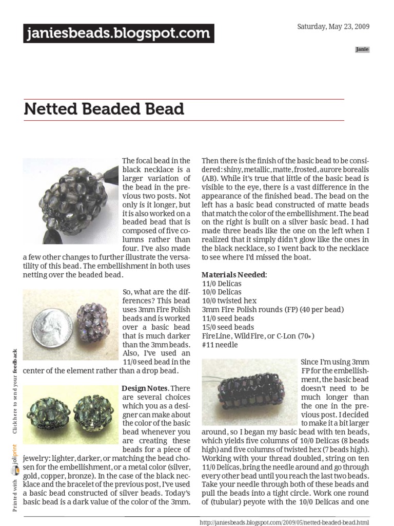 Netted Beaded Bead Tutorial | PDF | Bead | Necklace