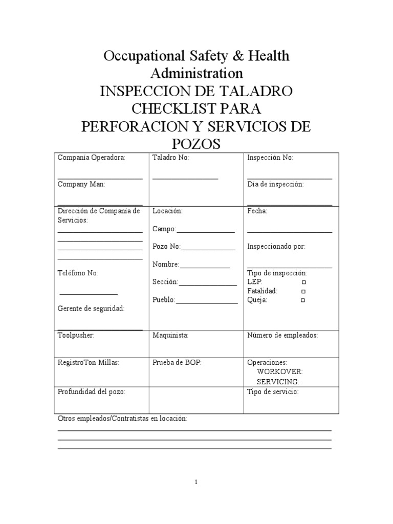 OSHA CHECK-LIST-español | Tanques | Neumático