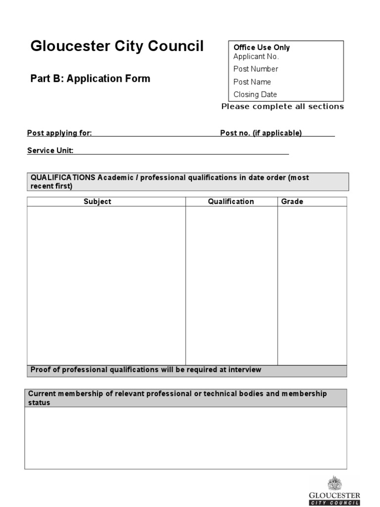 Part B Application Form | PDF | Résumé | Employment