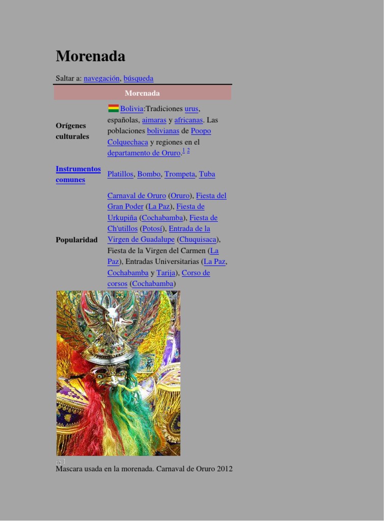 Morenada Origen | Bolivia | Cultura (general) | Prueba gratuita de 30 ...