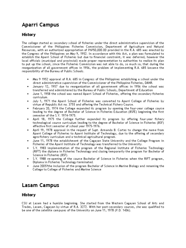 History of CSU and its Campuses in 40 Characters | PDF | Academia ...