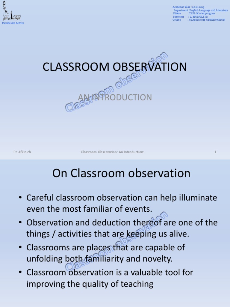 Class Observation - An Introduction | PDF | Career & Growth