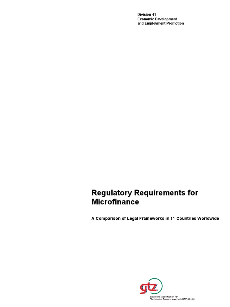 Regulatory Requirements For Microfinance | Download Free PDF ...