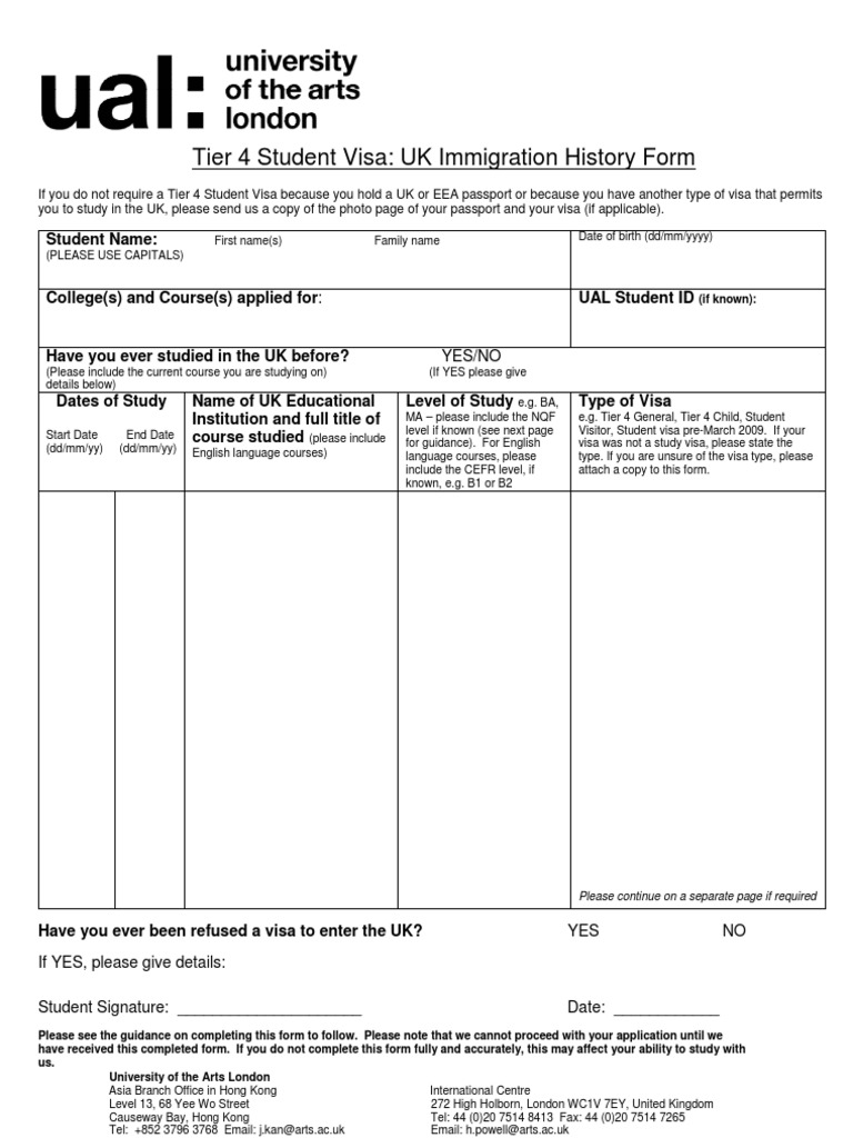 Tier 4 Immigration History Form | PDF | Travel Visa | Diploma