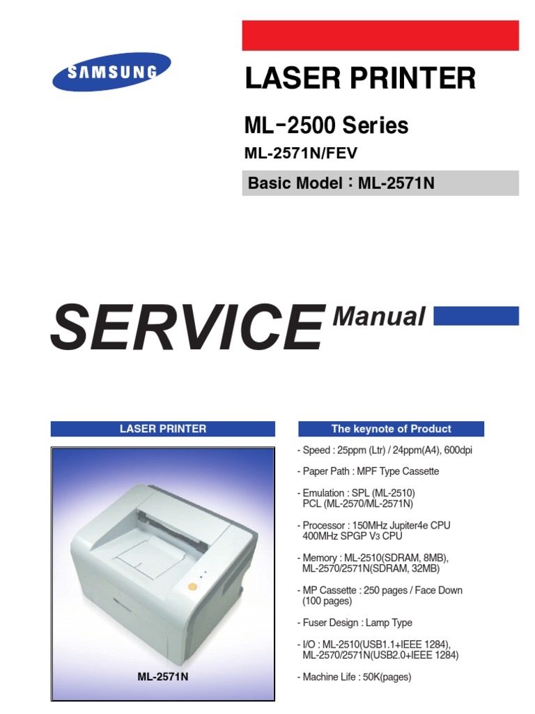 SAMSUNG ML 2571n Service Manual PDF | PDF | Electrostatic Discharge ...