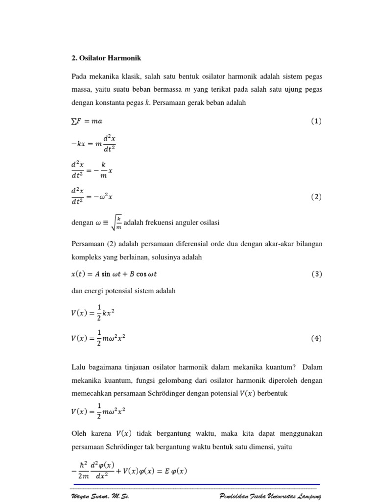 Osilator Harmonik Good, MNJJJ | PDF