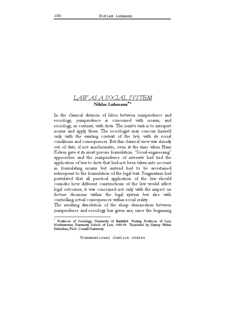 Law As A Social System | PDF | Jurisprudence | Sociology