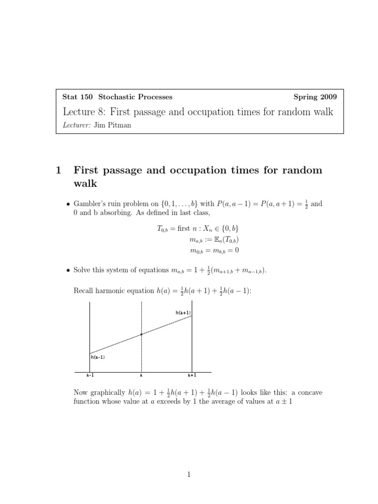 Lecture 8: First Passage and Occupation Times For Random Walk | PDF | Equations | Algebra