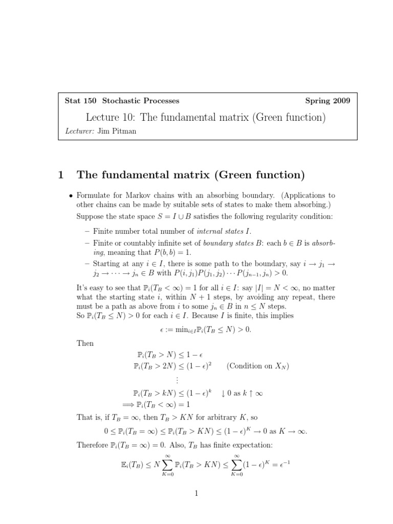 Lecture 10: The Fundamental Matrix (Green Function) | PDF | Matrix ...
