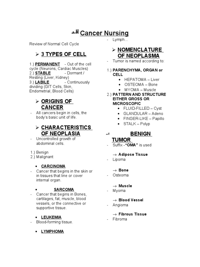 Cancer Nursing: 3 Types of Cell Nomenclature of Neoplasma | PDF ...