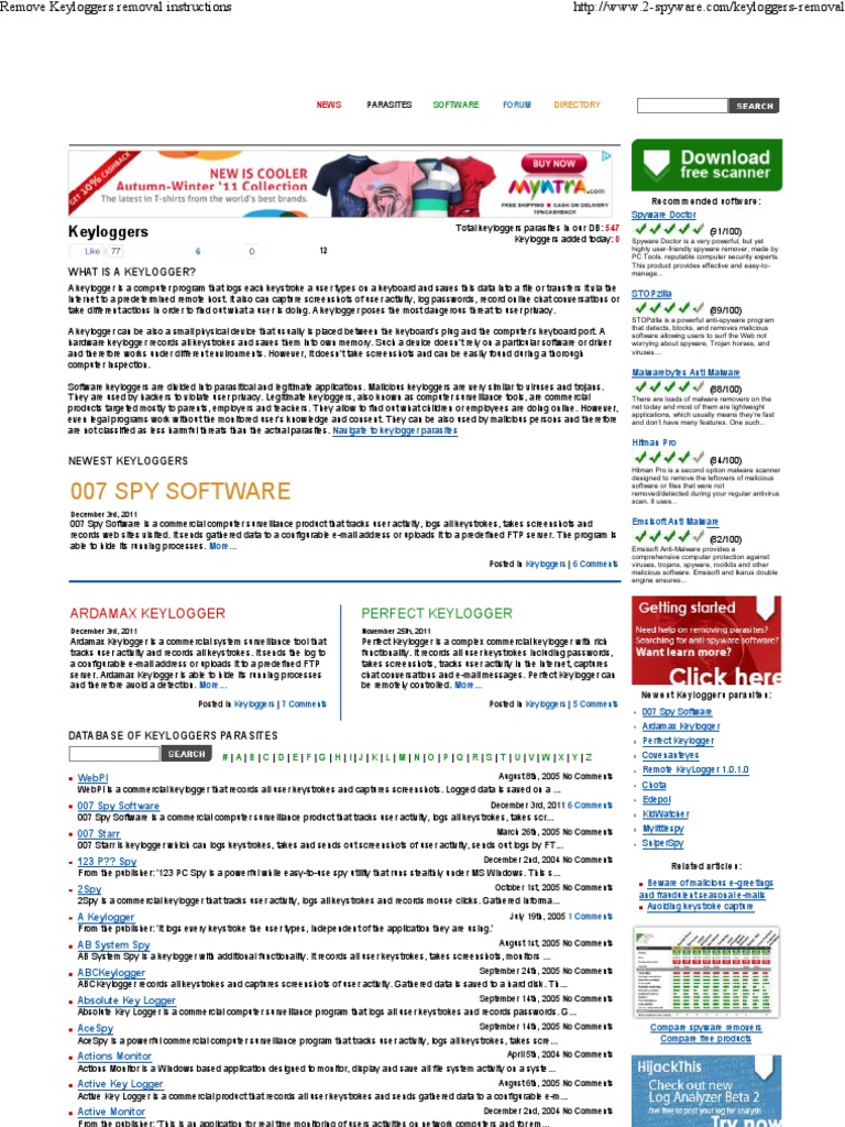 Remove Keyloggers Removal Instructions | PDF | Spyware | Antivirus Software