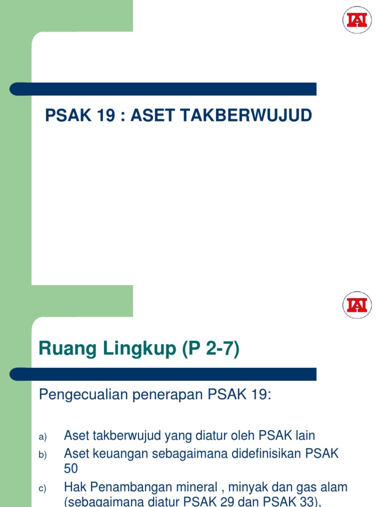 Pengakuan Aset Takberwujud PSAK 19 | PDF