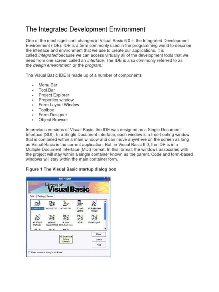 The Integrated Development Environment in Visual Basic | PDF | Integrated Development ...
