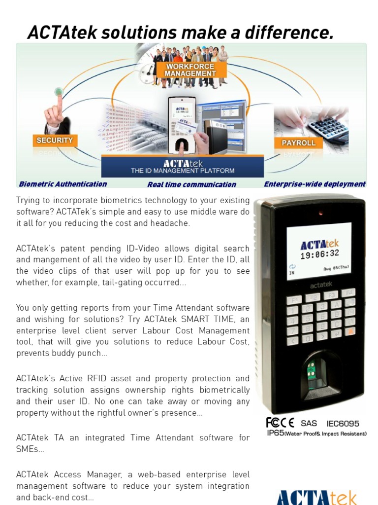 ACTAtek3 Brochure v1.8 | PDF | Smart Card | Microsoft Windows