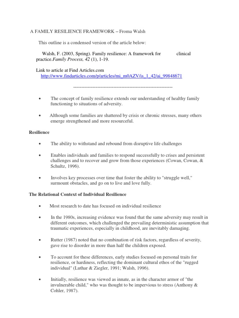 Family Resilience Framework Overview | PDF | Psychological Resilience ...