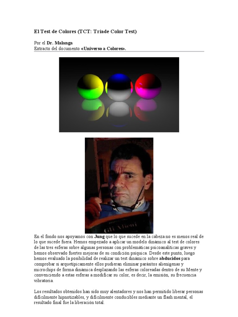 El Test de Colores (TCT - Triade Color Test) | PDF | Hipnosis | Alma